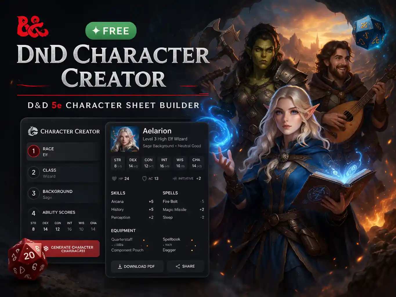 Free DnD Character Creator | D&D 5e Character Sheet Builder